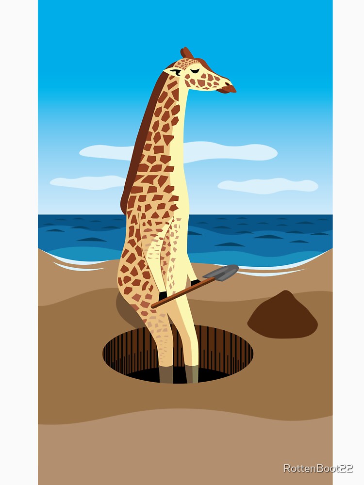 "Giraffe Digging at the Beach" T-shirt by RottenBoot22 | Redbubble