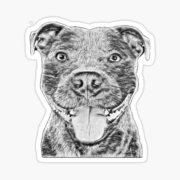 "Smiling Staffy" Sticker by paw-casso | Redbubble