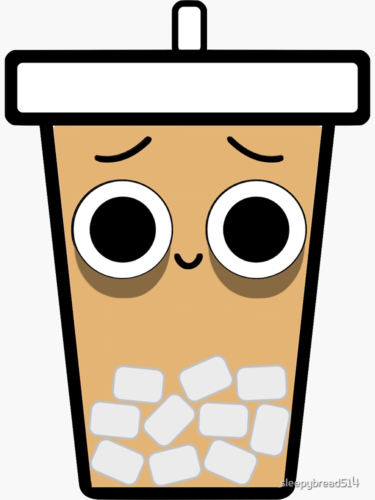 "Sleepy Bubble Tea with Coconut Jelly" Sticker for Sale by ...