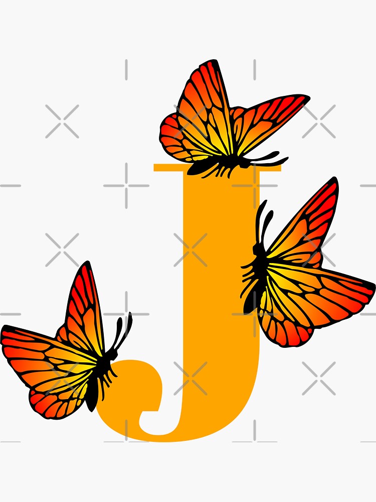"letter j alphabet monogram butterfly" Sticker for Sale by atevern ...