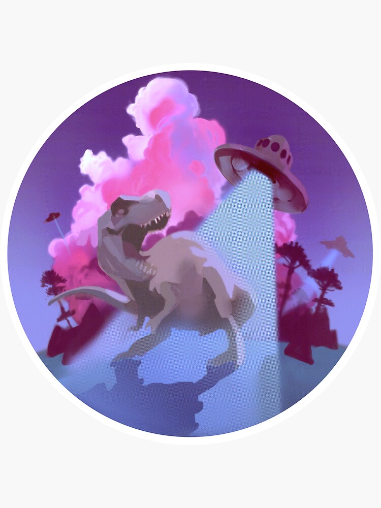 "T-rex getting beamed up by UFO" Sticker for Sale by InkNTroll | Redbubble