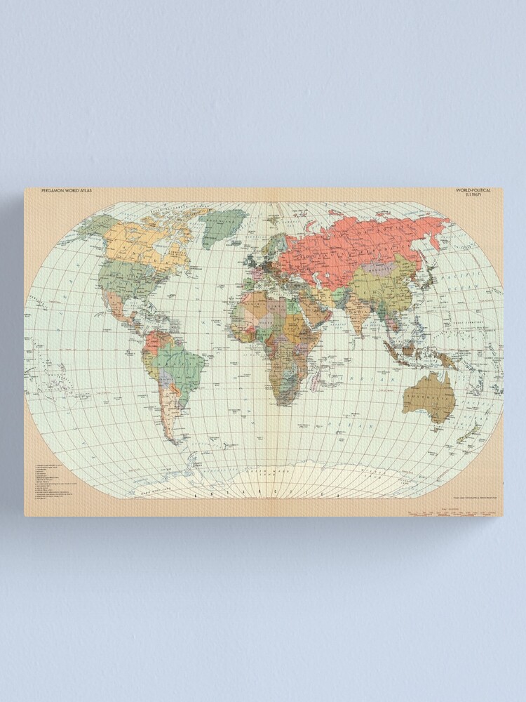 "Vintage Historical Soviet Detailed World Map 1967" Canvas Print for ...