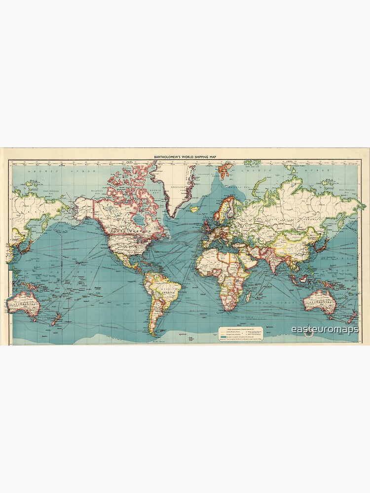 " Vintage Old Historical Detailed Blue World Map Boho" Sticker for Sale ...