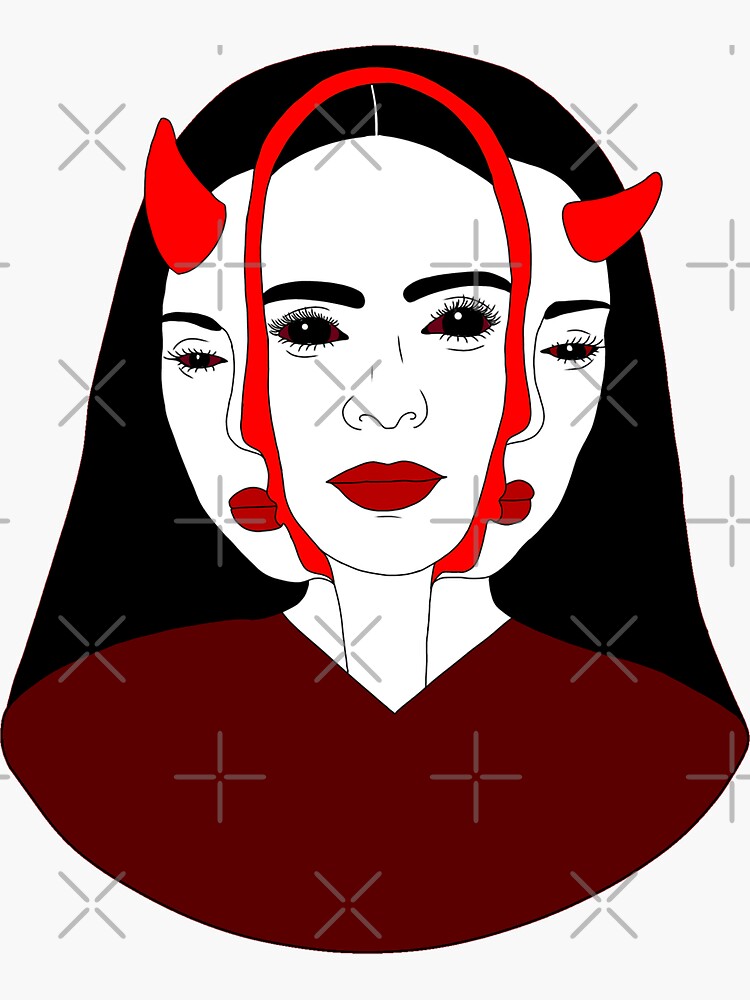 "demon split face" Sticker for Sale by Aprilllclark | Redbubble