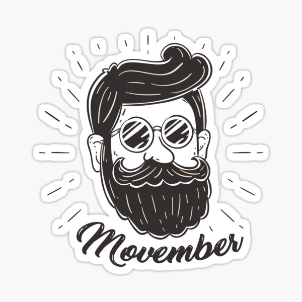"movember background with hipster beard" Sticker by graphstore | Redbubble