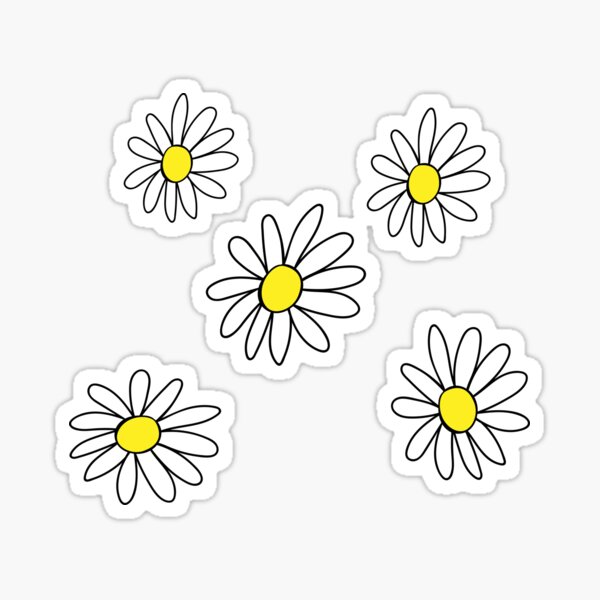 "Daisy Doodles Seamless Flower Pattern - Black" Sticker for Sale by ...