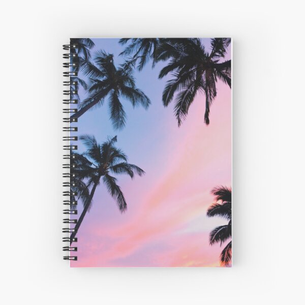"Beautiful Pink Sunset Palm Trees" Spiral Notebook for Sale by ...