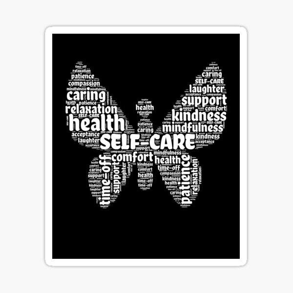"Self-Care Butterfly Self Care Art Design (White Version 1)" Sticker ...