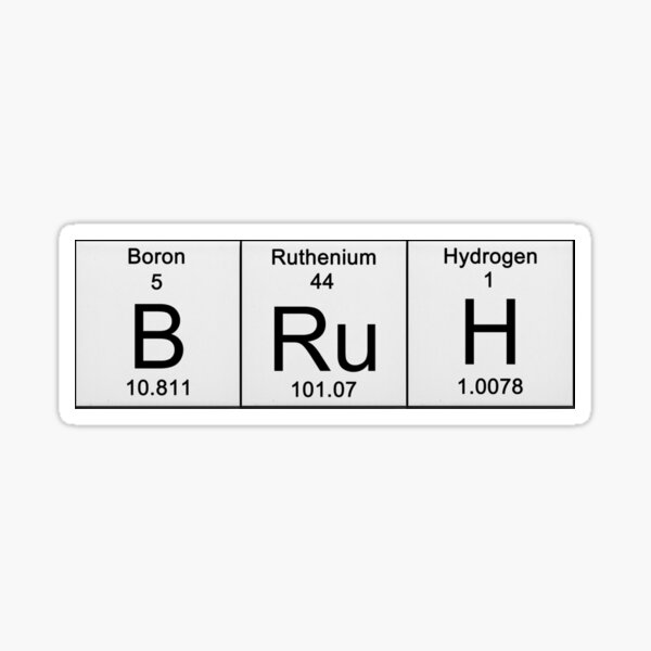"Boron Ruthenium Hydrogen" Sticker for Sale by forzamotors5 | Redbubble