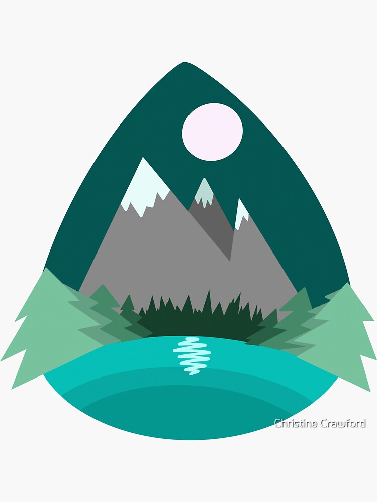 "Geometric Lake Landscape" Sticker for Sale by cac-art | Redbubble