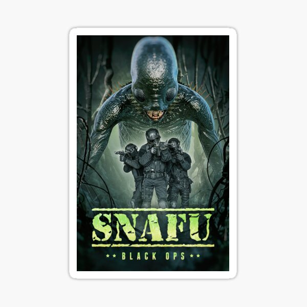 "SNAFU: Black Ops - Book Cover" Sticker for Sale by BrownRoach | Redbubble