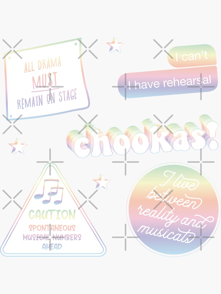 "Pastel Rainbow Theater and Musical Sticker Pack" Sticker for Sale by ...