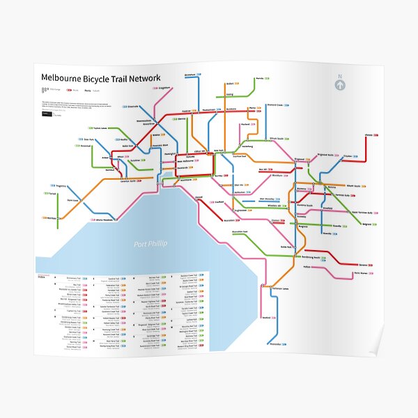 "Melbourne Bicycle Network Map" Poster for Sale by pmallis | Redbubble