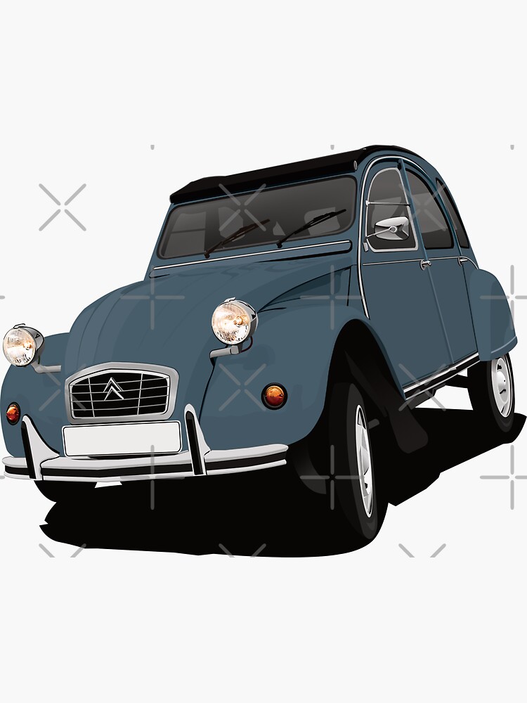Pegatina «Gray-blue cornering Citroen 2CV - ilustración» de ...