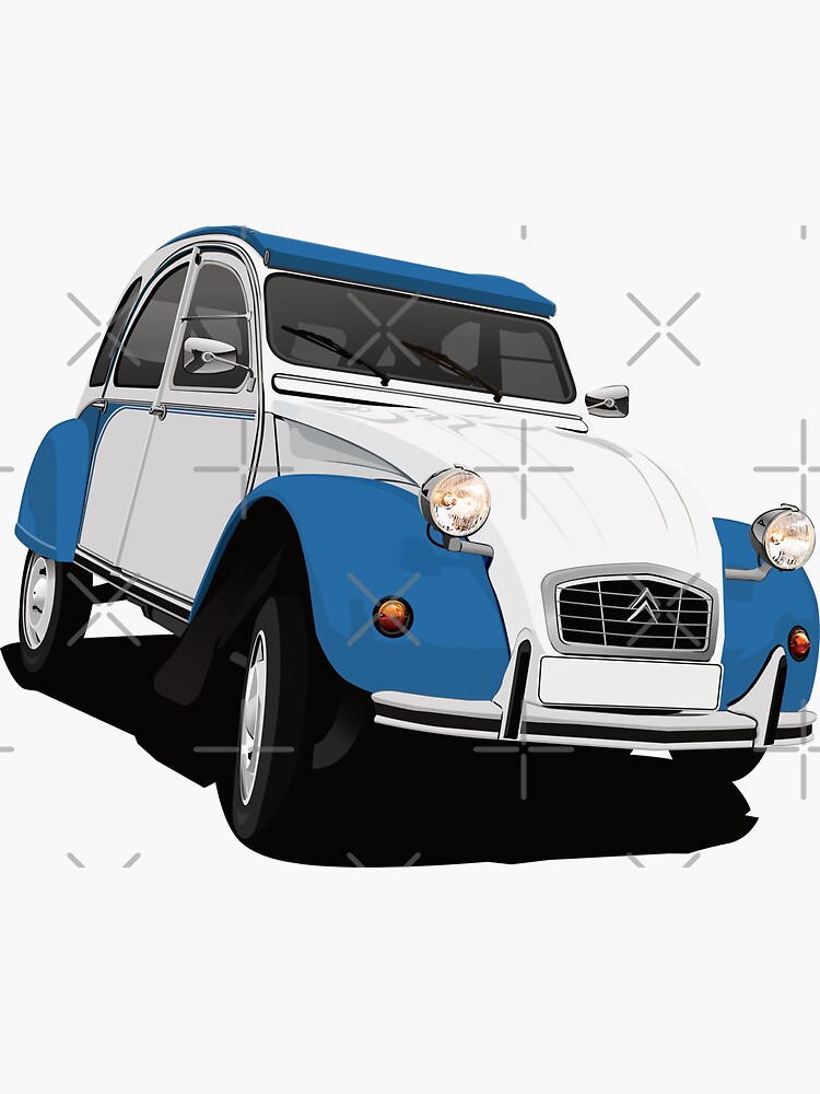 "Two-color cornering Citroen 2CV - illustration" Sticker by ...