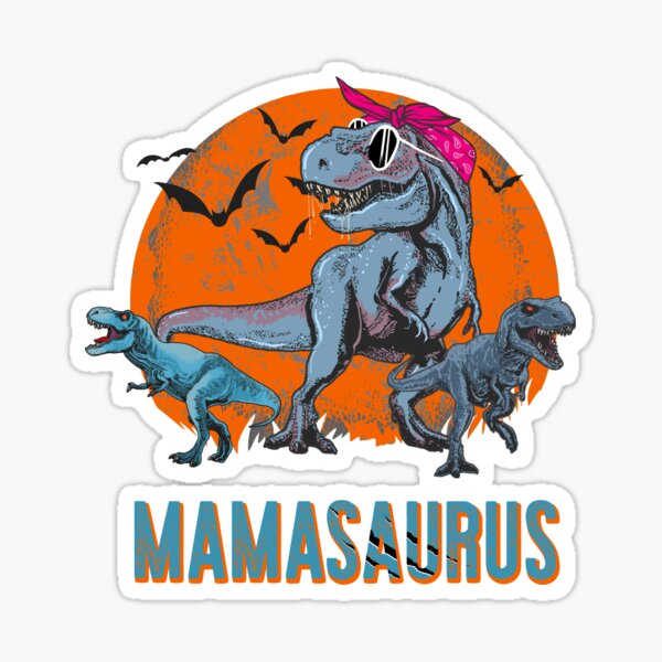 "Mamasaurus T-Rex with 2 Kids" Sticker for Sale by LeNew | Redbubble