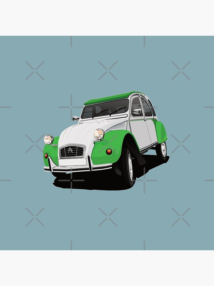 "Green-white cornering Citroen 2CV - illustration" Coasters (Set of 4 ...