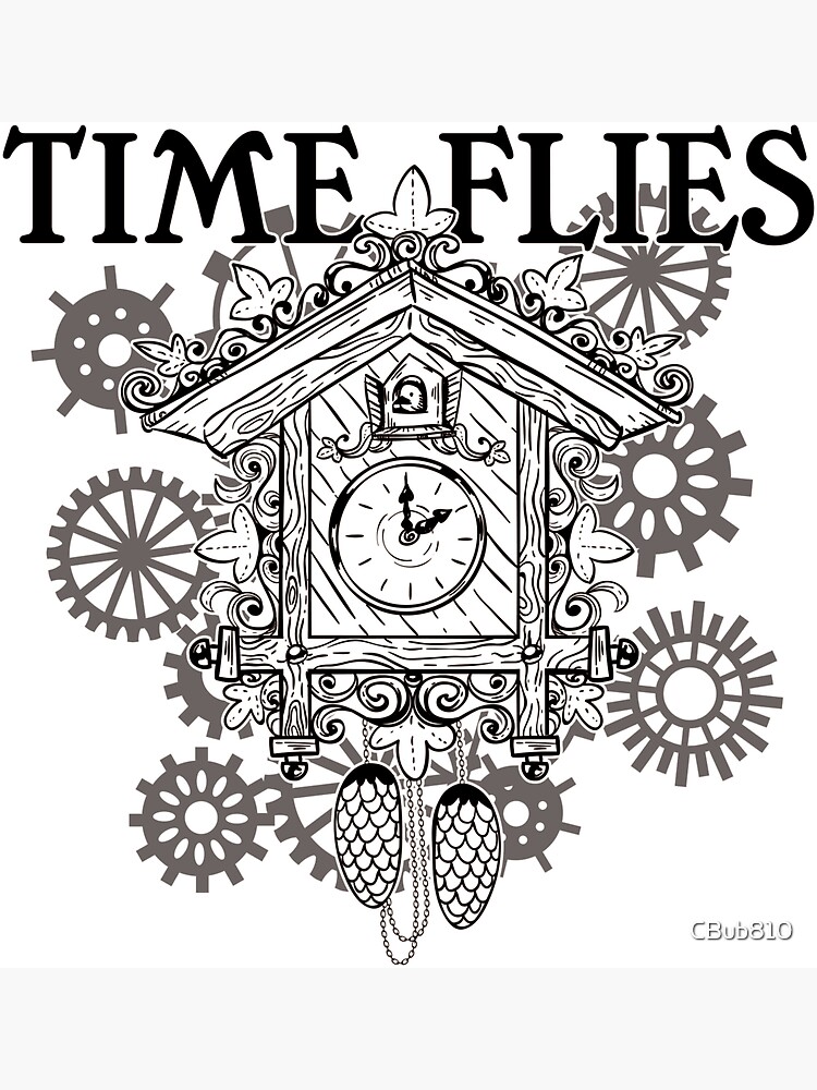 "Time Flies Cuckoo Clock" Sticker by CBub810 | Redbubble