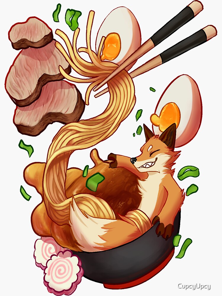 "Ramen Fox" Sticker by CupcyUpcy | Redbubble