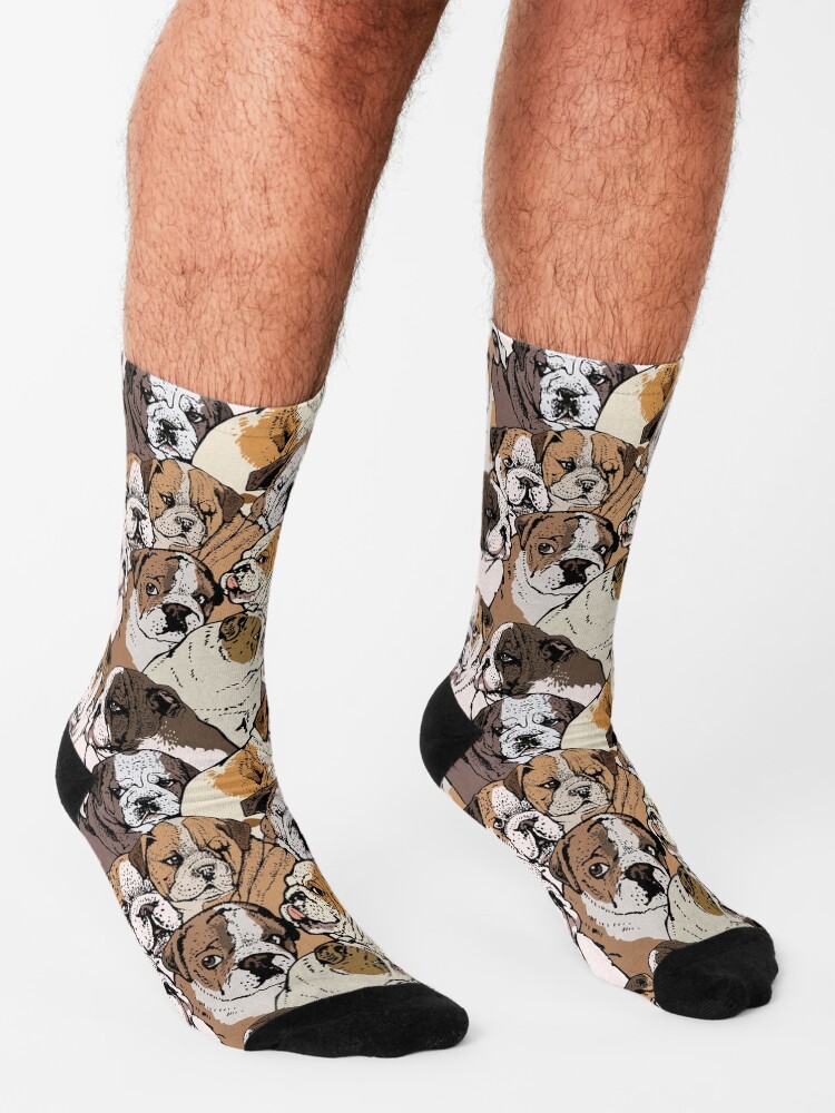"Social English Bulldog" Socks for Sale by Huebucket | Redbubble