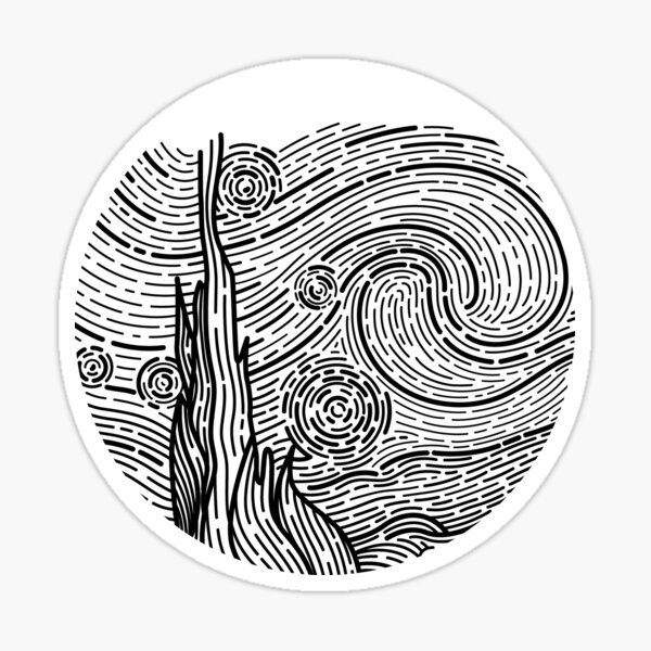 "Circle of the starry night" Sticker for Sale by AlyaKuznetsova | Redbubble