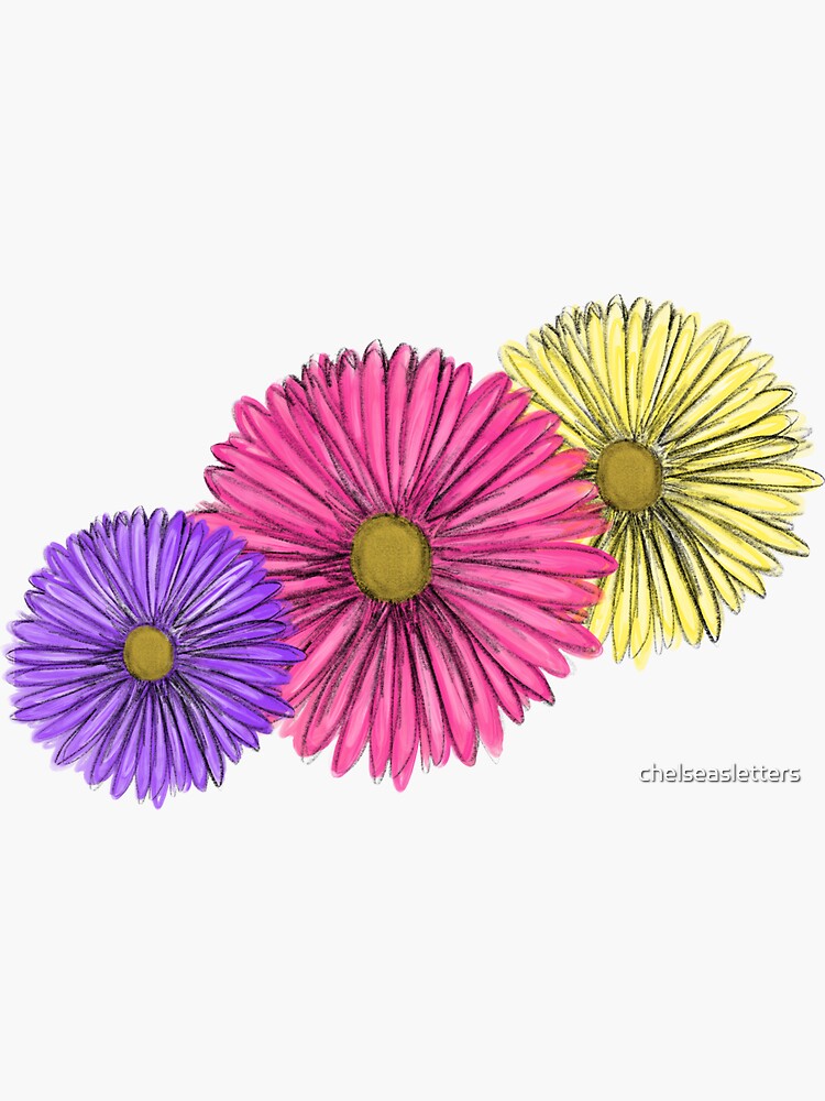 "Three Daisies" Sticker for Sale by chelseasletters | Redbubble