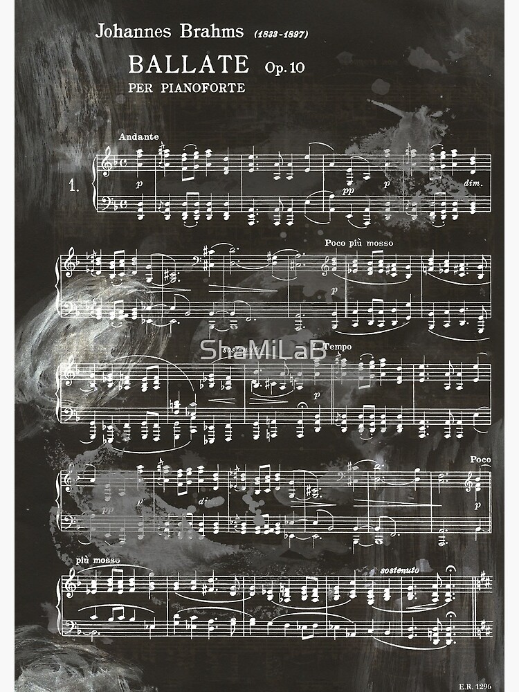 "Brahms Sheet Music - Ballade" Spiral Notebook for Sale by ShaMiLaB ...
