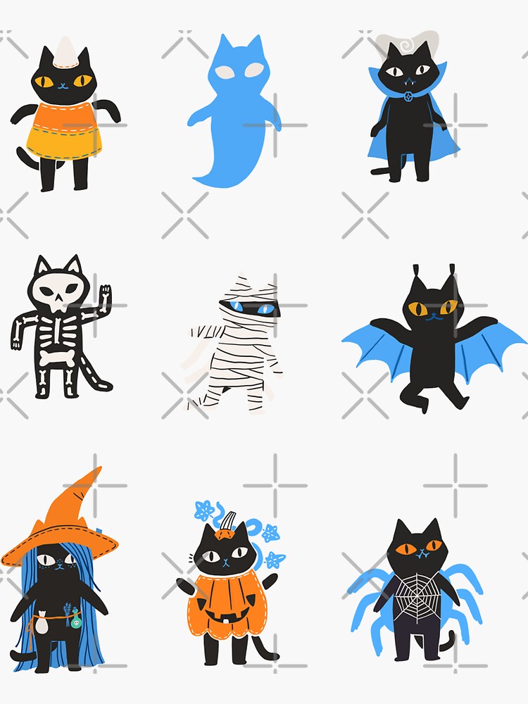 "Spooky Halloween black cats." Sticker for Sale by kostolom3000 | Redbubble