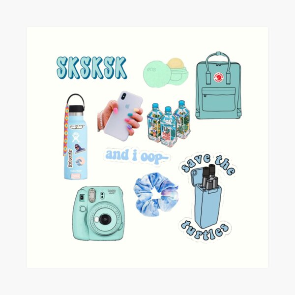 "Blue Aesthetic Vsco Girl Sticker Pack" Art Print for Sale by ...