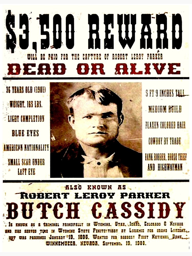 "BUTCH CASSIDY : Vintage Restored Wanted Poster" Poster for Sale by ...
