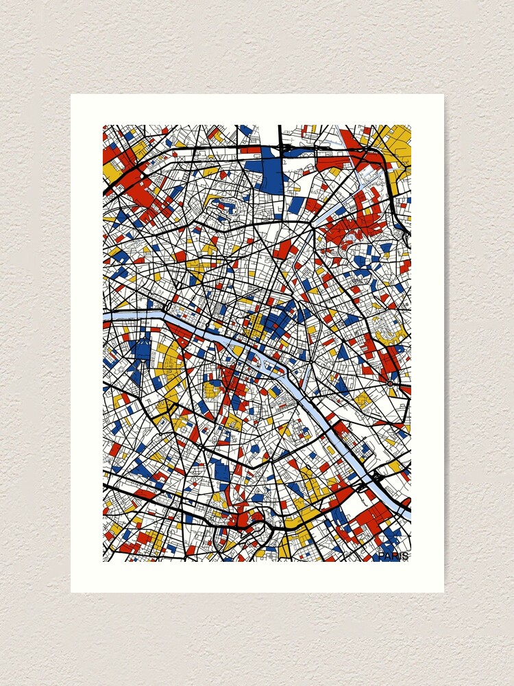 "Paris Mondrian map" Art Print for Sale by mondrianmaps | Redbubble