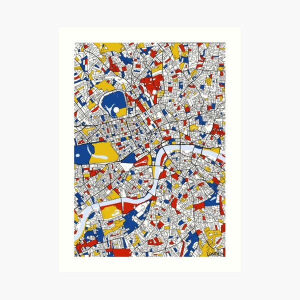 "London Mondrian map" Art Print by mondrianmaps | Redbubble