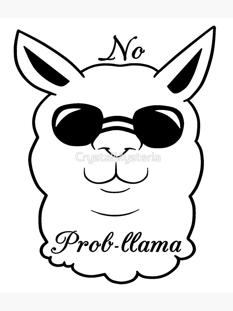 "No Prob-llama - Outline" Canvas Print by CrystalMysteria | Redbubble
