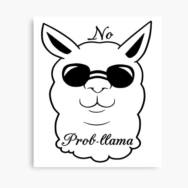 "No Prob-llama - Outline" Canvas Print by CrystalMysteria | Redbubble
