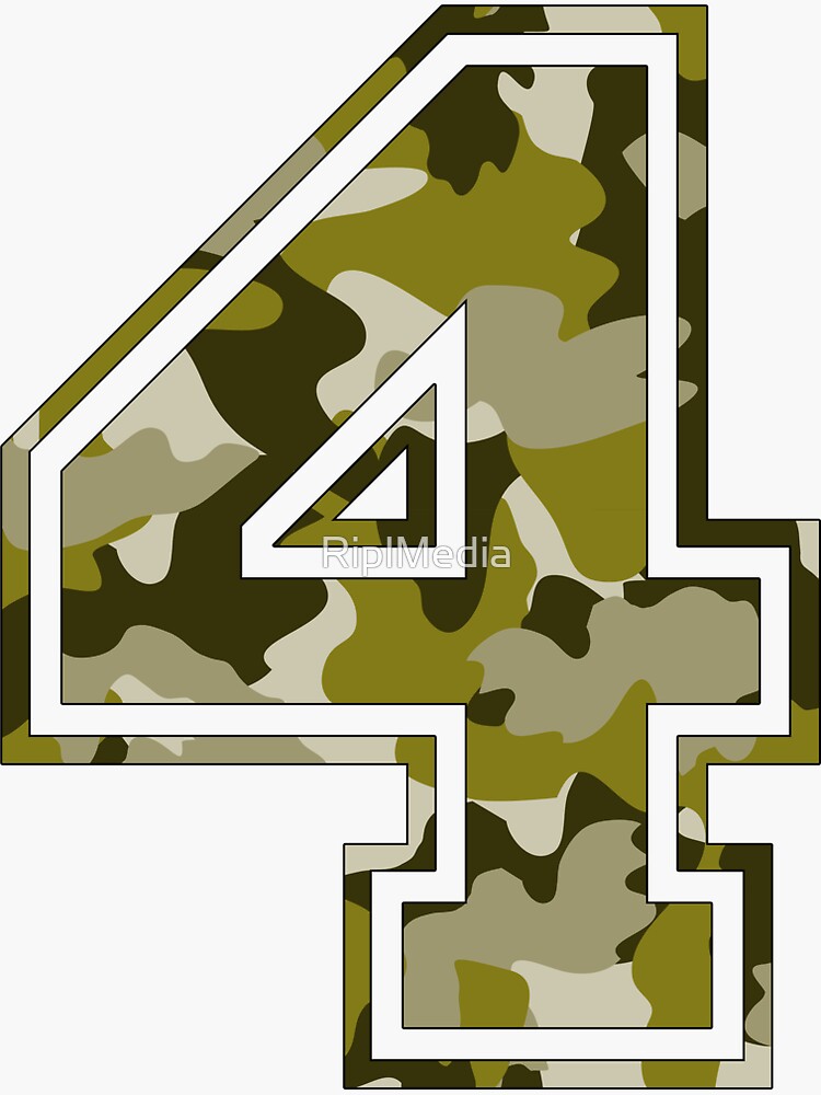 "Team Sports Uniform Number #4 - Camouflage" Sticker by RiplMedia ...