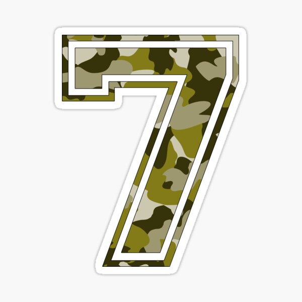 "Team Sports Uniform Number #7 - Camouflage" Sticker for Sale by ...