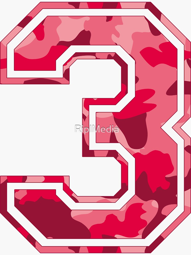 "Team Sports Uniform Number #3 - Pink Camouflage" Sticker for Sale by ...