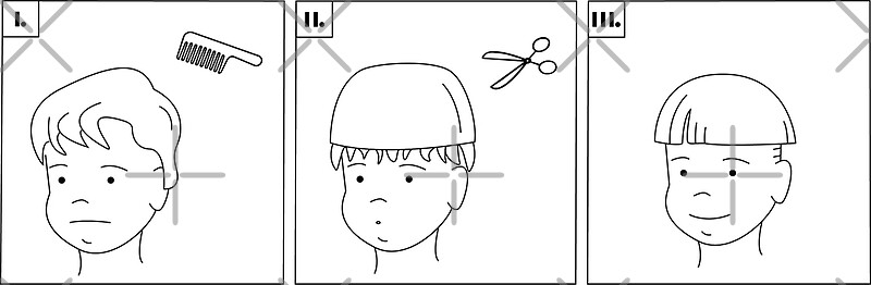 "Bowl Cut Funny Haircut Retro Instruction Design" by olivergraham ...