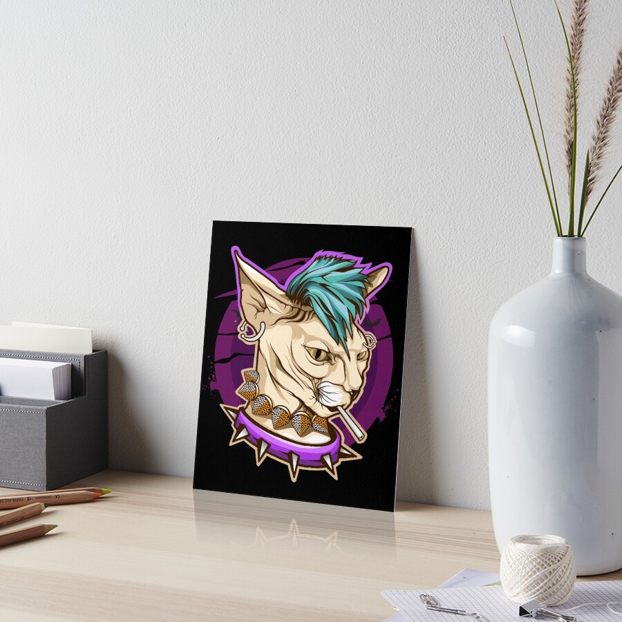 "Funny Punk Cat Pet Kitten Animal" Art Board Print for Sale by ...