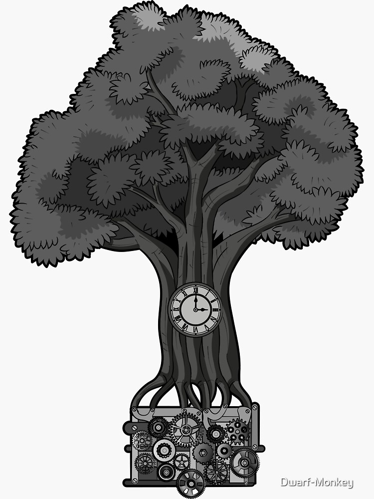 "TREE O CLOCK - ROOTS OF TIME" Sticker for Sale by Dwarf-Monkey | Redbubble
