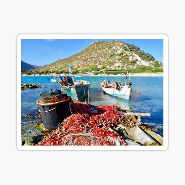 "Fishing boats and nets" Sticker by ValentinaTubaro | Redbubble
