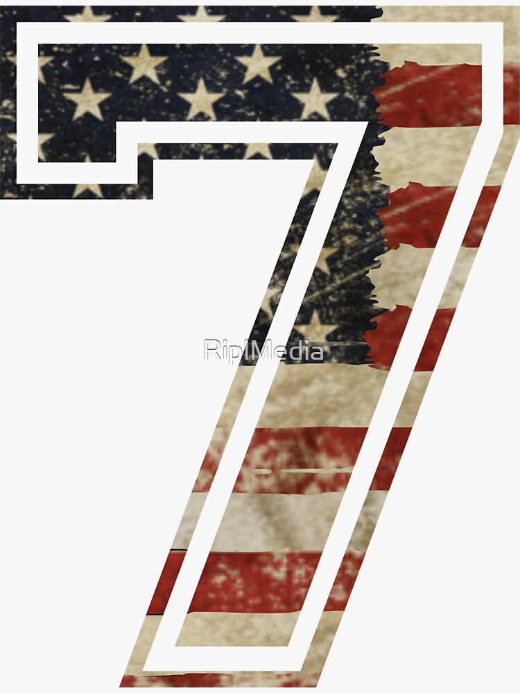 "Team Sports Uniform Number #7 - Rustic American Flag" Sticker for Sale ...