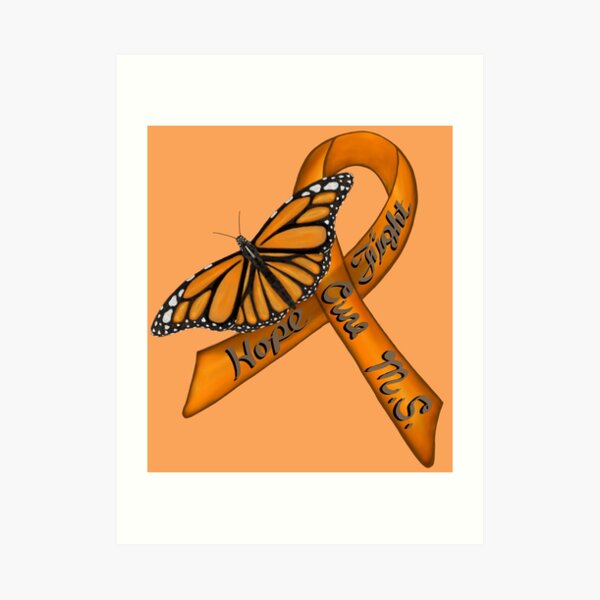 "Fight for a cure ribbon Multiple Sclerosis awareness butterfly" Art ...