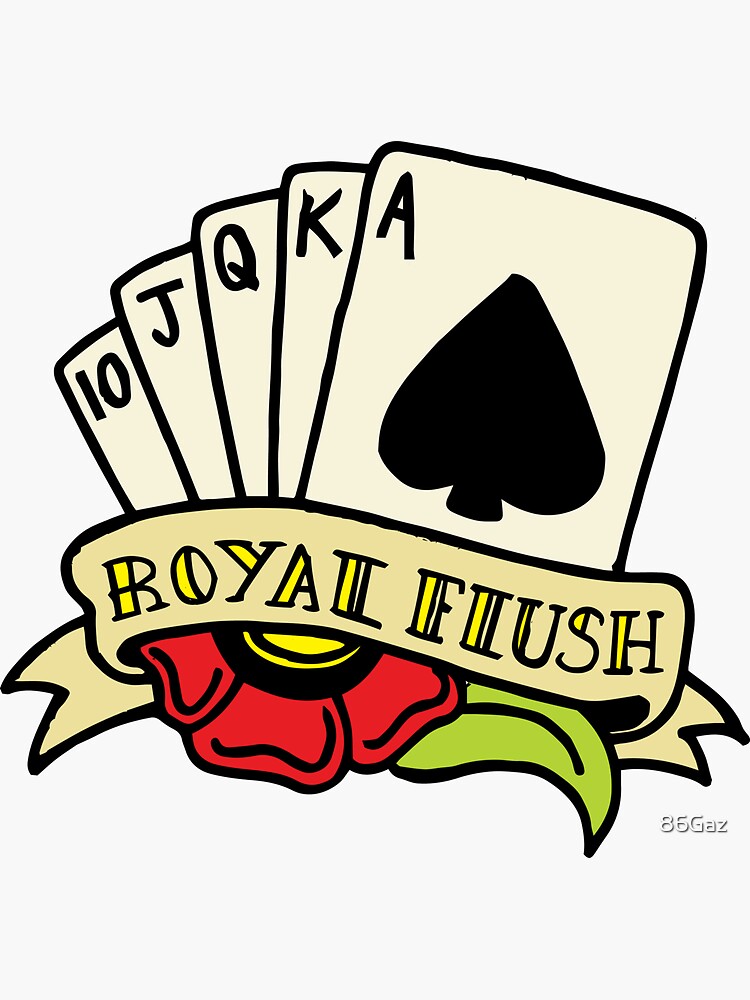 "Royal Flush - Colour Version - Traditional tattoo" Sticker for Sale by ...