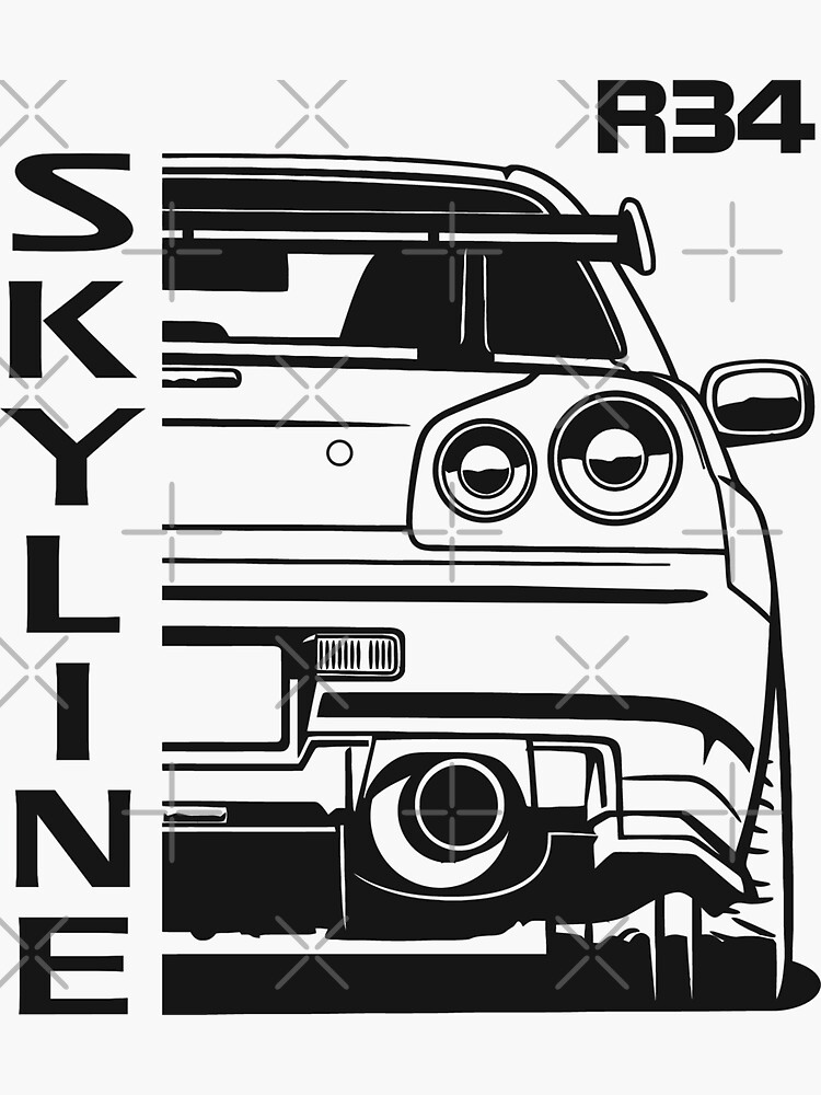 "R34 Skyline GT-R - JDM - RB26 - Car Guys" Sticker for Sale by KYGSales ...