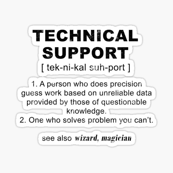 "Tech Support Definition Funny Computer Programmer Nerd" Sticker for ...