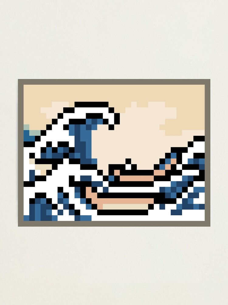 Lámina fotográfica «The Great Pixel off Kanagawa - Pixelated The Great ...