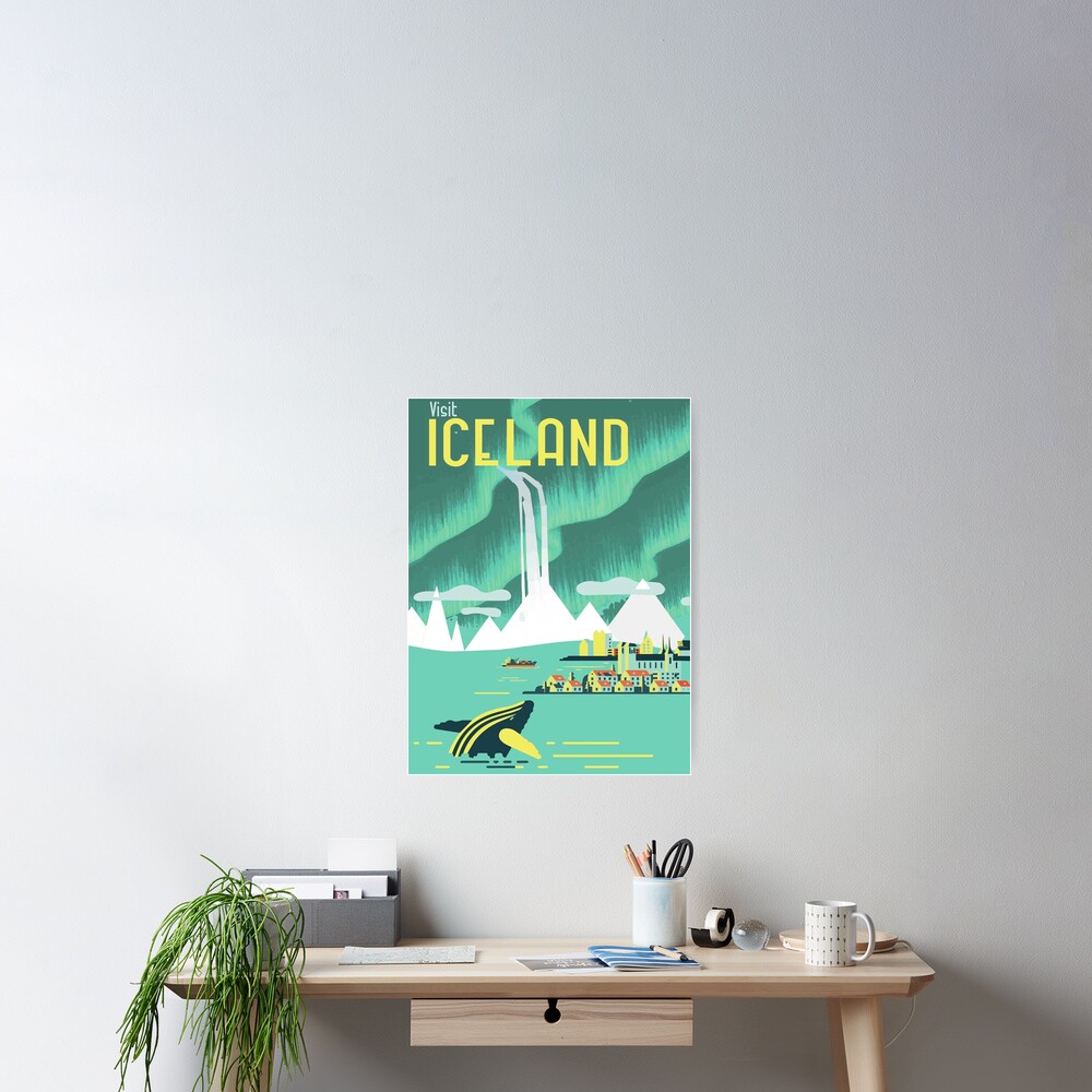 "VINTAGE ICELAND TRAVEL Poster, Visit Iceland Travel Art Poster or ...