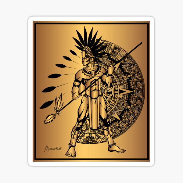 "AZTEC WARRIOR GOLD T SHIRT" Sticker for Sale by MEXICOVIPTSHIRT ...