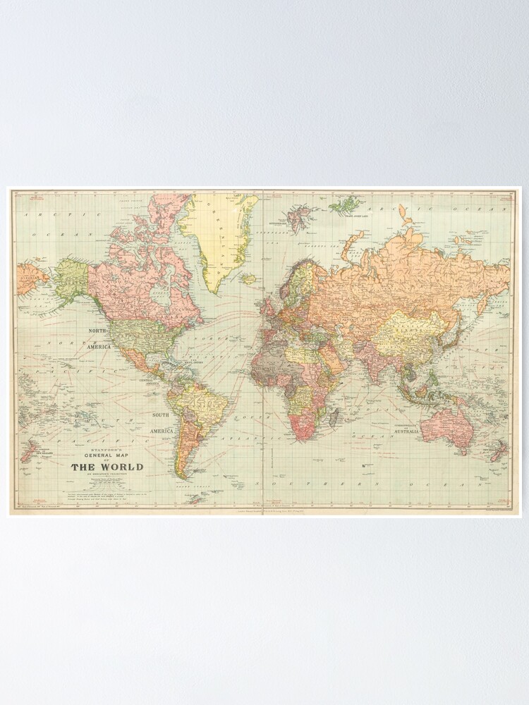 "Vintage Colorful Historical World Map" Poster for Sale by easteuromaps ...